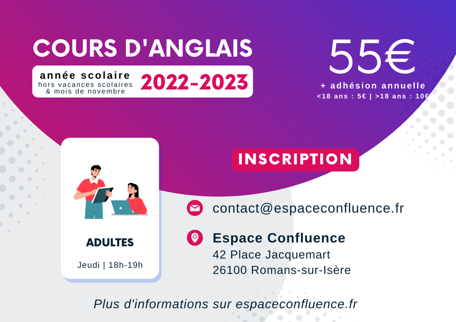 Cours d’anglais – Espace Confluence